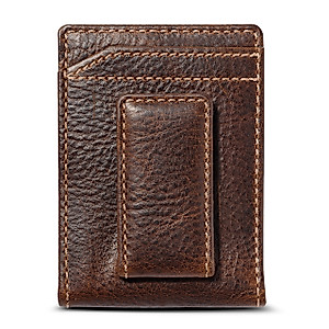 House of Jack Co. IVOR Bifold Wallet With Money Clip | Front Pocket Wallets for Men | Super Strong Magnet | Slim Card Holder (brown)