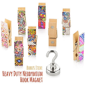 8 Colorful Fridge Magnets Clips + Strong Magnetic Hook - Display Photos & Memos On a Refrigerator, Locker, Whiteboard in a Cute & Fun Way. Perfect to use in Any Kitchen, Office, Classroom or Cubicle.