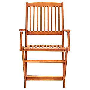 vidaXL Patio Dining Set 5 Piece, Outdoor Dining Set for 4, Table and Chair for Garden Backyard, Dining Chair, Retro Style, Solid Eucalyptus Wood