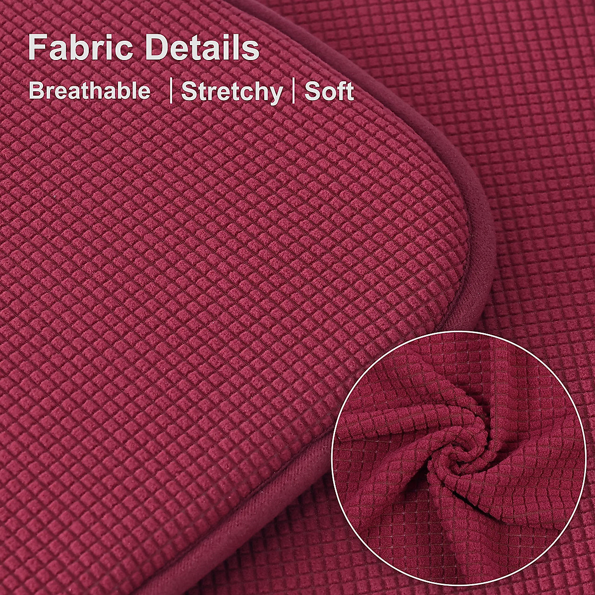 Shinnwa Dining Chair Cushions 2 Pack, Non Slip Indoor Chair Pads, U-Shaped Kitchen Seat Cushions, Set of 2, 15 x 16 Inches, Burgundy