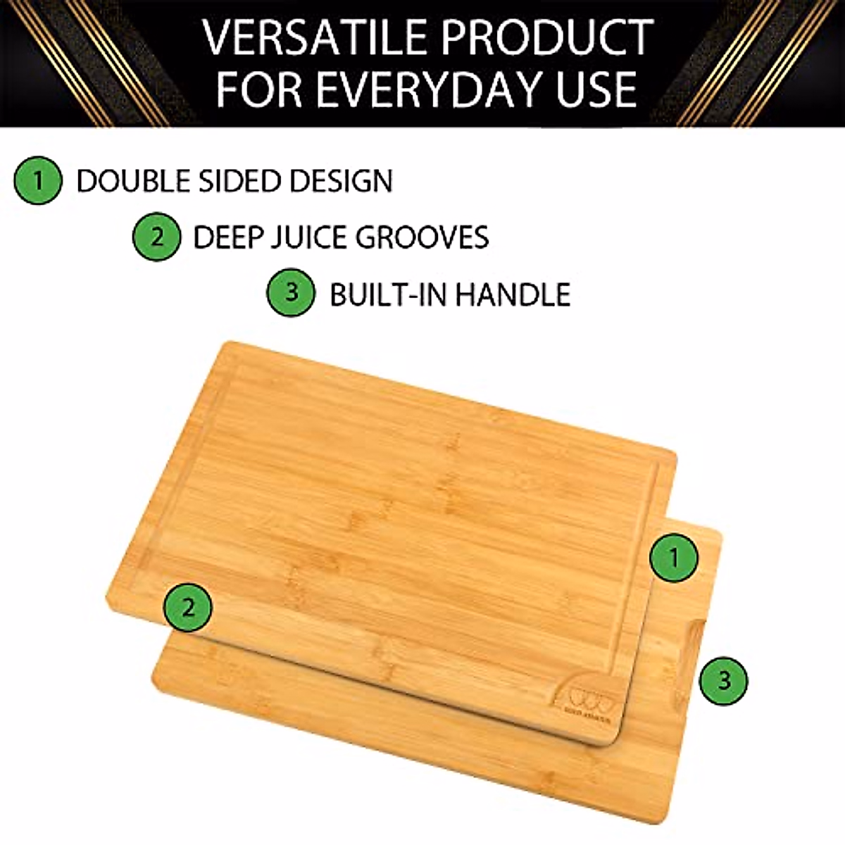 Gold Armour Extra Large Bamboo Cutting Board - Kitchen Chopping Board for Meat Cheese and Vegetables, Butcher Block (18 x 12in)