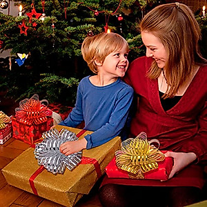 20 Pieces Large Pull Bow for Gift Wrapping 6 Inch Organza Gift Bow with Ribbon for Wrapping Gift Boxes, Baskets and Bags, Decorate Christmas, Wedding and Party (White)