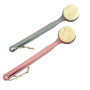 2Pack Back Shower Bath Brush for Elderly Body Cleaning Long Handle for Mens Shower Back Scrubber for Women Exfoliation Soft Bristles Skin Exfoliating Shower Body Foot Brush Pink Gray
