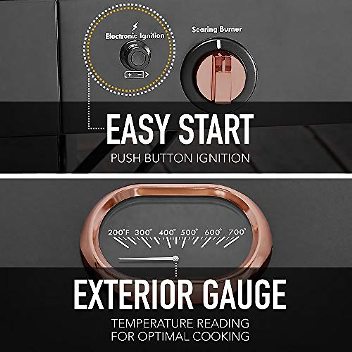 Kenmore PG-A40409S0LB-2 4 Burner Cabinet Style Propane Gas BBQ Grill with Searing Side Burner, 52000 Total BTU, Black and Copper