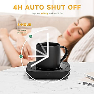 Coffee Mug Warmer, Mug Warmer for Desk, Portable Thermostatic Electric Mug Warmer- 3-Temp Settings & 4H Auto Shut Off Cup Warmer for Coffee, Beverage, Candle, Milk, Tea