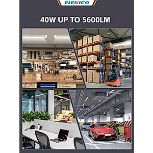 ELEKICO 4 Pack 2ft Led Shop Lights, 6000k 40w 5600lm 24 Inch Led Light Fixture Power Cord Wth on/Off Switch, Linkable 2ft Led Shop Light for Small Garage Ceiling Storage Area Workbench Basement Attic