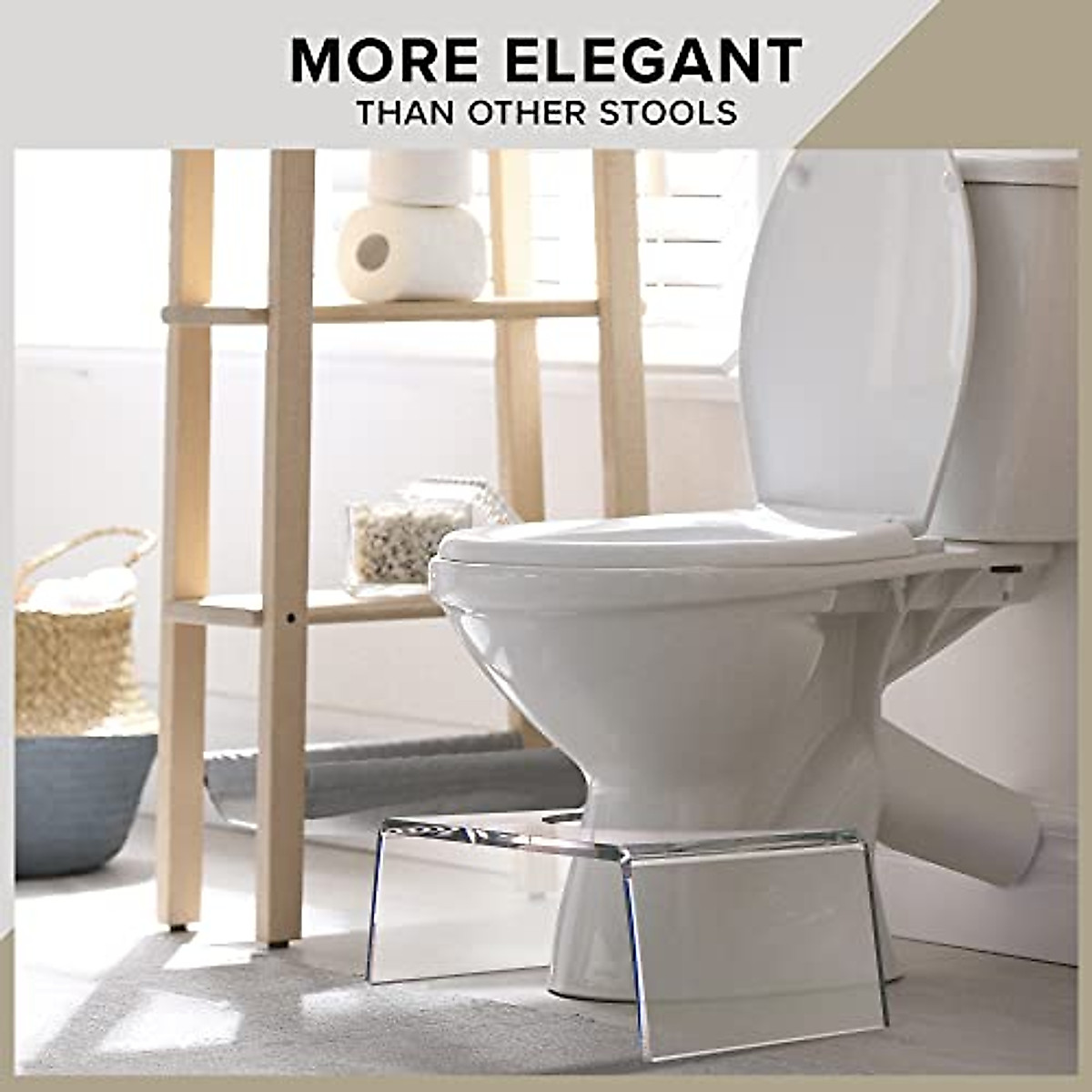 Elavain Clear Acrylic Step Stool for Kids, Toilet Step Stool for Toddlers Potty Training Aid, Modern Foot Stool, Kids Step Stool, Children Bathroom Stool & Toddler Stool Chair for Toilet | 7.5’’ High