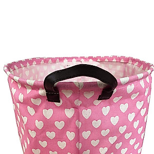 63L Large Laundry Basket, ZUEXT Collapsible Laundry Bag, Waterproof, Freestanding Laundry Hamper with Handles for Room,Toy Organizer,Home Decor(19.7x15.7 Inch, Pink Love Heart)