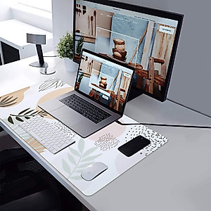 iLeadon Extended Gaming Mouse Pad, 35.4x15.75 inches, XXL Desk Mat, Non-Slip Rubber Base, Wave Pattern (Tropical Leaf)