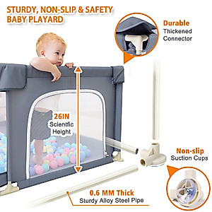 LEKILV Baby Playpen, Extra Large Playpen for Babies and Toddlers, Outdoor Portable Foldable Infant Playpen, Sturdy Safety Huge Baby Fence Play Mat Ball Pit（59x70.8x26 in)