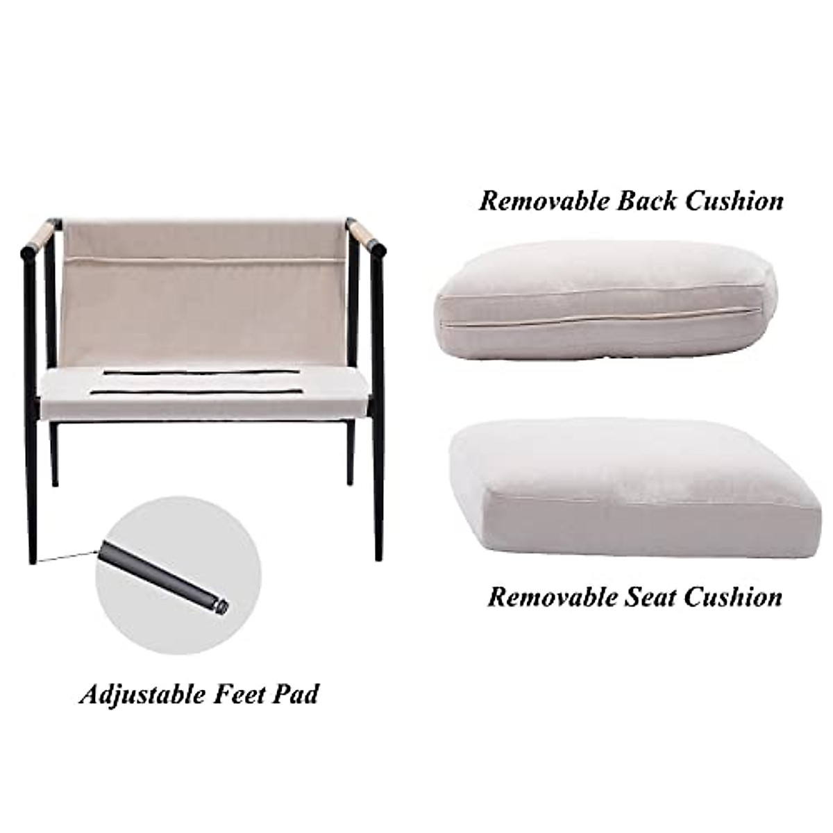 DUOMAY Mid-Century Modern Accent Chair - Soft Linen Upholstered Lounge Reading Chair for Bedroom - Comfy Lightweight Livinig Room Chairs - Beige