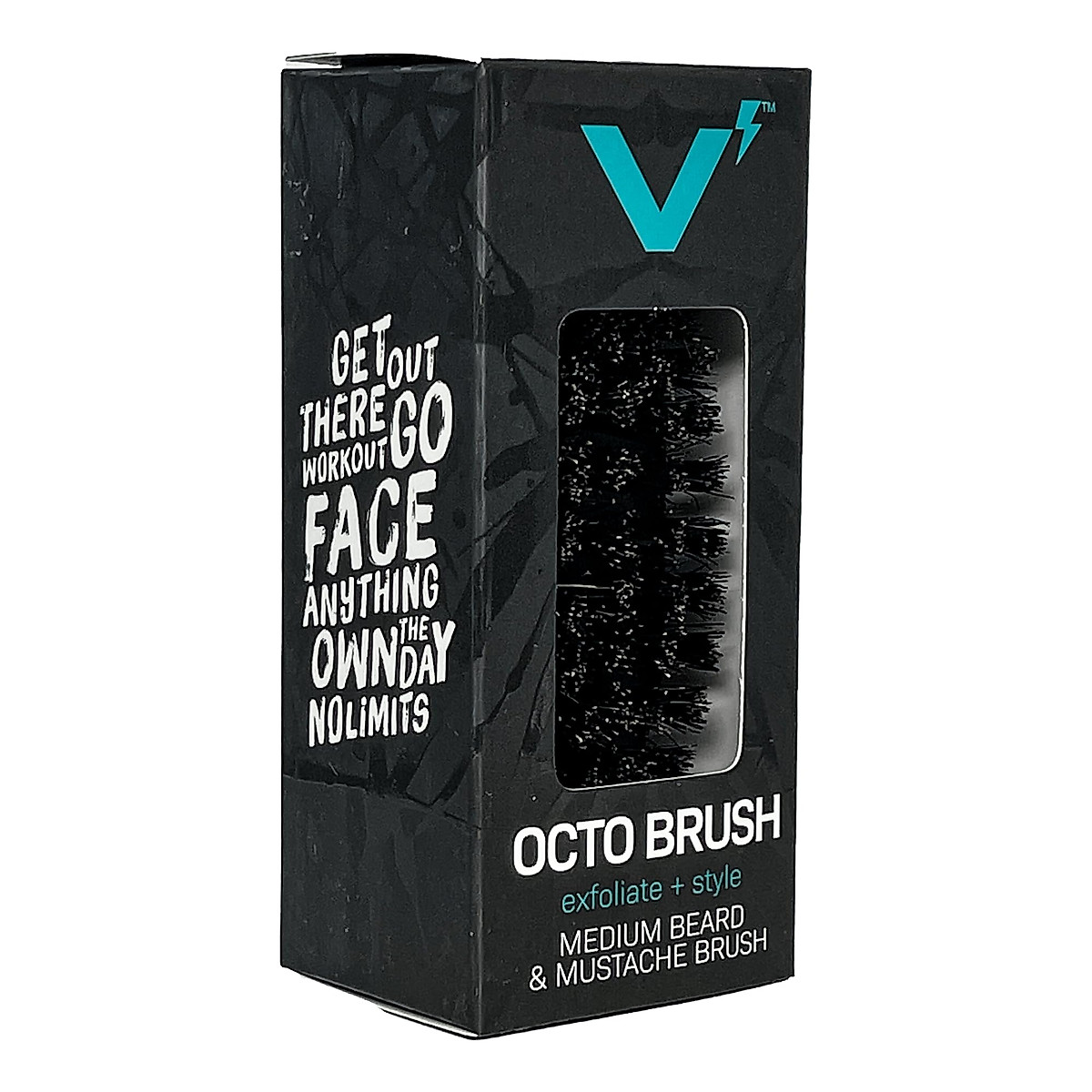 Volt Octo Beard Brush for Men - 100% Natural Pearwood and Real Boar Bristles - Medium Hardness - Untange and Combs - Men's Hair and Beard Styling Products
