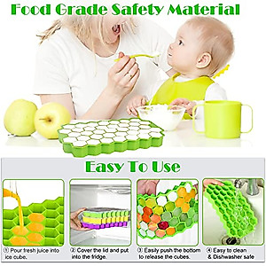 Josnown Ice Cube Tray, 3 Pack Silicone Ice Trays with Lids, Stackable Flexible Ice Cube Molds for Freezer, Easy DIY Homemade Ice Cubes for Whiskey, Cocktail, Coffee