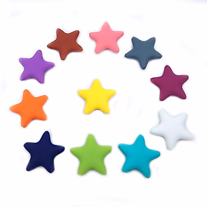 11pcs Mini Cute Silicone Five-Pointed Star Bead Animal Silicone Star Beads for DIY Beading Mom Nursing NecklacePendant Accessories (Mix Color)