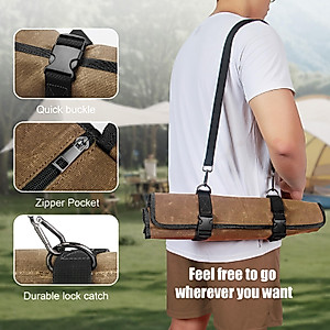 Knife Roll,Knife Bag,Knife Case,Waxed Canvas Chef Knife Bag,Portable Knife Roll Bag With 10 Slots Plus 1 Zipper Pockets Can Hold Home Kitchen Knife Tools Up To 18.8”,Heavy Duty Knife Bags For Chefs