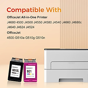 901XL Ink Cartridge Remanufactured Replacement for HP 901XL 901 XL for Officejet J4680 J4500 J4540 J4550 J4580 J4660 J4680C J4524 J4624 J 4640 ( Black, Tri-Color)