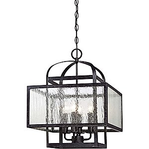 Minka Lavery Pendant Ceiling Lighting 4875-283, Camden Square Square, 4 Light, 72 Watts, Aged Charcoal