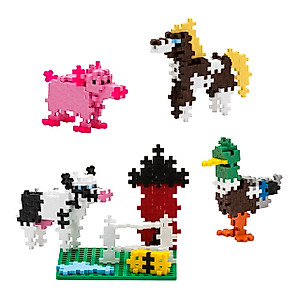 PLUS PLUS Building Block Playset Kit, Themed Figures 3D Puzzle, Fun Stem Toys for Kids, 350 Mini Interlocking Pieces - 5 Tube Bundle, Farm