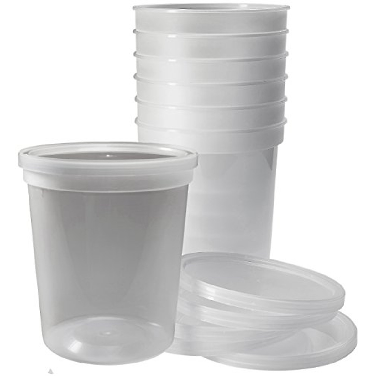 DuraHome - Deli food Storage Containers with Lids 32 oz, Quart Pack of 24 Leak-proof Freezer Safe Microwaveable Soup Storage Container - Clear Plastic Premium Quality