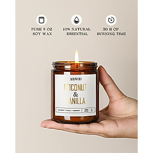 AOOVOO Golden Jar Scented Candles Set - Soy Wax Candle Set, Scented Candles for Women, Candles for Home Scented - 4 Pack Soy Candle Gifts Scents of Mint/Coconut/Lilac/Lemon