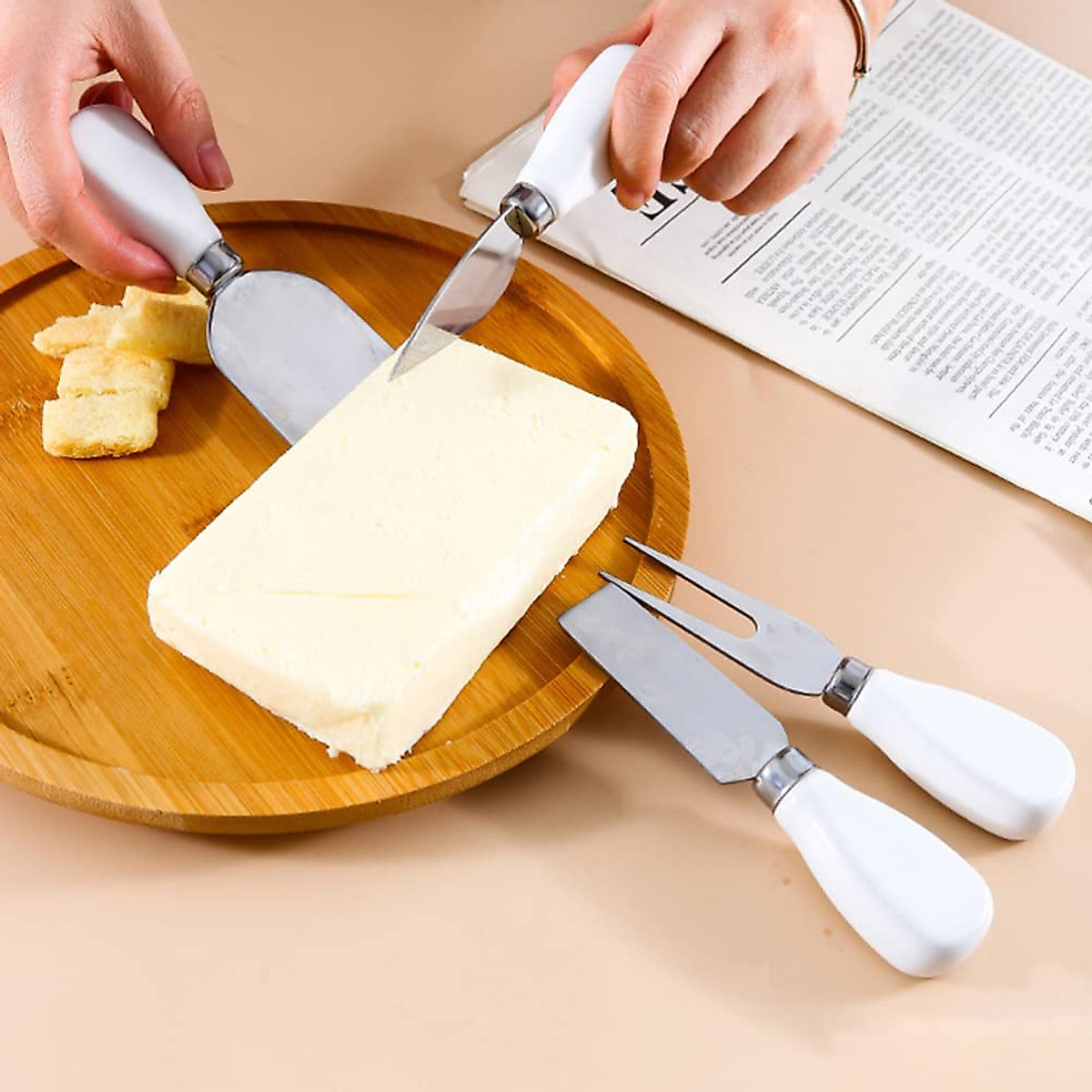 HEMOTON 4Pcs Cheese Cheese Fork Cheese Shaver Butter Spreader Cake kit Butter Cutter Cheese Cutter Cheese Cutting Tool Home Tools Bread Cutter Cutting Machine Travel Stainless Steel