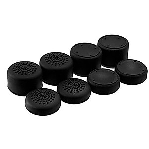 AceShot Thumb Grips (8pc) for Xbox One (Series X, S) & Steamdeck by Foamy Lizard – Sweat Free 100% Silicone Precision Raised Antislip Rubber Analog Stick Grips for Xbox One Controller (8 Grips) Black