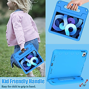 AVAWO Kids Case for iPad Air 6th Generation 2024(M2)/Air 5 2022/Air 4th 2020, iPad Air 10.9 Case & Pro 2nd/3rd Gen- Light Weight Shockproof Handle Stand Case for Kids Child Toddlers Boys, Blue