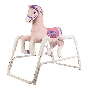 Rockin' Rider Lacey Talking Plush Spring Horse,White, Large