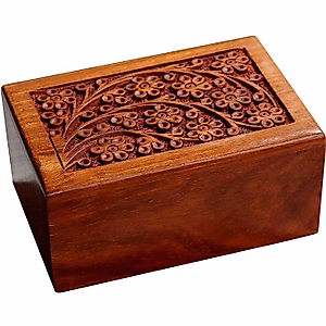 Tree of Life pet urns for Dog/cat Ashes | Wooden pet urns for Large Dogs Ashes | Handmade Cremation pet urns with Bottom Opening System | ((A))