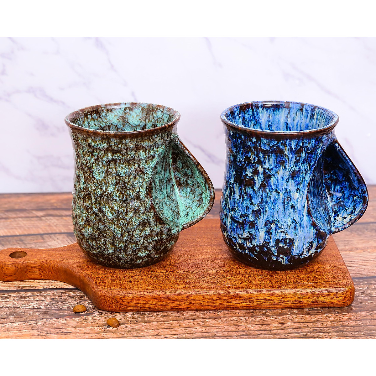 18oz Ceramic Hand Warmer Mug, Novelty Hand Warmer Coffee Mug, Tea Mug, Keep Your Hands Warm, Comfy Handwarmer, Microwave And Dishwasher Safe (Blue)