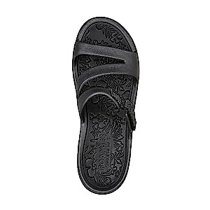 Skechers Women's Adjustable Wedge Sandal, Black, 7