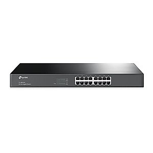 TP-Link 2KA4944 TL-SG1016 10/100/1000Mbps 16-Port Gigabit 19-inch Rackmountable Switch, 32Gbps Capacity