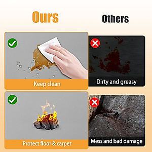 Hearth Rugs for Fireplaces Fire Resistant, 42 x 24 inch Fireproof Fireplace Mat Hearth Rug, Hearth Pads for Wood Stove Fireplace Indoor Outdoor, Protect Floors Carpets from Sparks Embers-Grey, 1mm