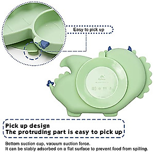 Qshare Toddler Plate, Portable Baby Plates for Toddlers and Kids, BPA-Free Strong Suction Plates for Toddlers, Dishwasher & Microwave Safe Silicone Placemat 9x6x1.5 inch