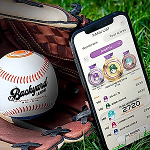 Playfinity Backyard League Gaming Baseball for Kids | Real Baseball with Sensors and App | Play, Train, Analyze and Connect with Others. Measures Throw Power, Glove Movement and More!