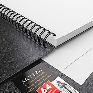 ARTEZA Watercolor Sketchbook, 2-Pack, 64 Pages Each, 9x12 Inches, Black Hardcover Watercolor Notebook, 140lb/300gsm Spiral Watercolor Paper