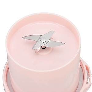 Portable Blender Cup, 300ml Electric USB Juicer Blender Fruit Mixer Mini Blender Portable Blender with 6 Leaf Knife and Security Lock (Pink)