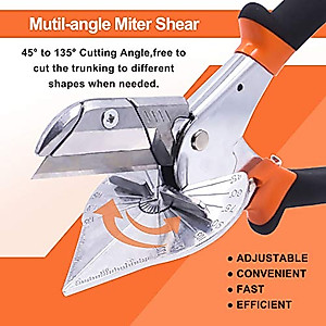 Tanzfrosch Multi Angle Miter Shear Cutter for Angular Cutting of Moulding and Trim from 45 to 135 Degree Hand Tools for Cutting Soft Wood Plastic PVC with 10 Replacement Blades (12 Pack)