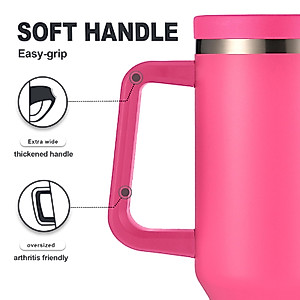 mininoo 30 oz Tumbler With Handle and Straw Lid, Insulated Coffee Mug Stainless Steel Travel Mug Leak-proof Lid and Straw Fit in Car Cup Holder(Cupcake Pink)