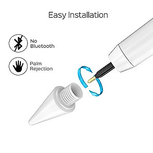 AT-Mizhi 2ND Gen Stylus for iPad,Compatible with iPad Pro12.9&iPad Pro11,iPad Air3,iPad7&iPad6,iPad Mini5,Type-C,Auto Sleep,Palm Rejection,Touch On,Rechargeable (Bright)