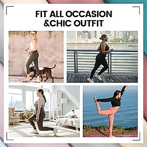 TNNZEET 7 Pack Leggings for Women - Black High Waisted Yoga Pants with Pockets Fleece Lined Leggings Women