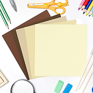 Whaline 50 Sheets 12 x 12 Inch Assorted Brown Colored Card Stock Paper 5 Earth Tones Colors Solid Core Scrapbook Paper for DIY Boho Arts Crafts Making Supplies, 65lb