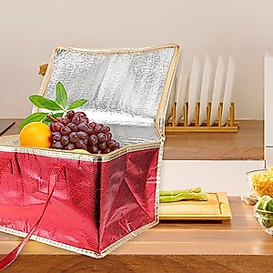 UPKOCH Cake Decorations Insulated Food Bag Cooler Bag Grocery Tote Insulation Bag Pizza Warmer Thermal Food Carrier for Hot and Cold Meal Red Insulated Bag