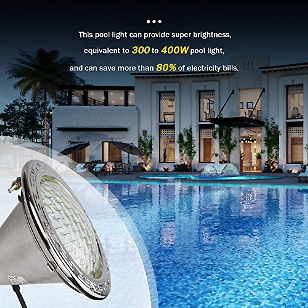 Pomeade SH101300 50FT120V LED Pool Lights, 10inch 35W RGB Pool Lights for Inground Pool, Applicable to Underwater Swimming Pool Spa Light Replacement, Input Voltage is AC 120V