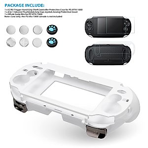 CHENLAN L2 R2 Trigger Hand Grip Shell Controller Protective Case for Playstation PS Vita 1000 （White）