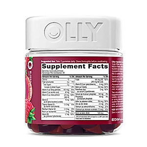 OLLY Women's Multivitamin Gummy, Vitamins A, D, C, E, Biotin, Folic Acid, Chewable Supplement, Berry Flavor, 90-Day Supply - 180 Count