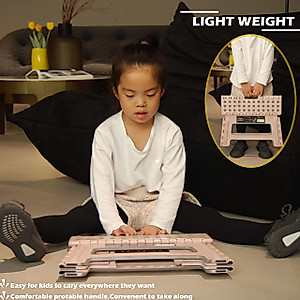 BEEANDEE Folding Step Stool - 9" Height - Holds up 300 Lbs Lightweight Foldable Stepping Stool is Sturdy Enough to Support Adults & Safe Enough for Kids. Skid Resistant and Open with one flip