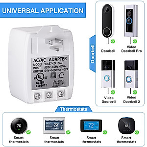 24V 40VA Plugin Transformer for Ecobee, Sensi，Nest and Honeywell All Versions of Ring Doorbell Thermostat