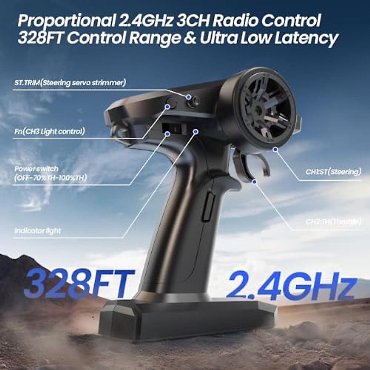 DEERC Fast Brushless RC Car for Adults, Max 42mph with 3S(not included), 1:16 4x4 High Speed RC Truck with 2 Lipo Batteries,All Terrains RC Monster Truck, Off Road Electric Vehicle Gift