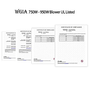 WGIA 950w(1.25HP) Blower for Inflatable Bounce House, Commercial Electric Pump Fan for Inflatable Water Slides & Screen Movie, Quick Blow Up, Air Blower for Inflatables（UL Certification）